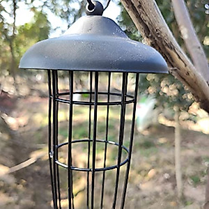 Haokaini Outdoor Bird Feeder, Wild Bird Feeder Tube Metal Mesh Hanging Fat Ball Holder Bird Feed Dispenser for Garden Backyard Outside