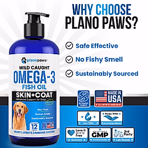 Omega 3 Fish Oil for Dogs - Better Than Salmon Oil for Dogs - Dog Fish Oil Supplement - Reduce Shedding & Itching - Supports Joints, Brain, Heart Health- Dog Skin and Coat Supplement - Fish Oil Liquid