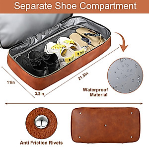 Weekender Bag for Women, Travel Duffel Bag Carry On Overnight Bag with Shoe Compartment Large Nylon Travel Weekend Tote Bag