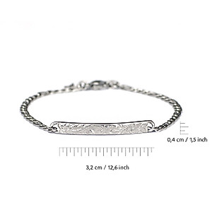 Hawaiian Bracelet by Austaras Jewelry - Sterling Silver Plated Shiny Stainless Steel Adjustable Chain and Hawaiian Surfer Style Hibiscus Flower Charm