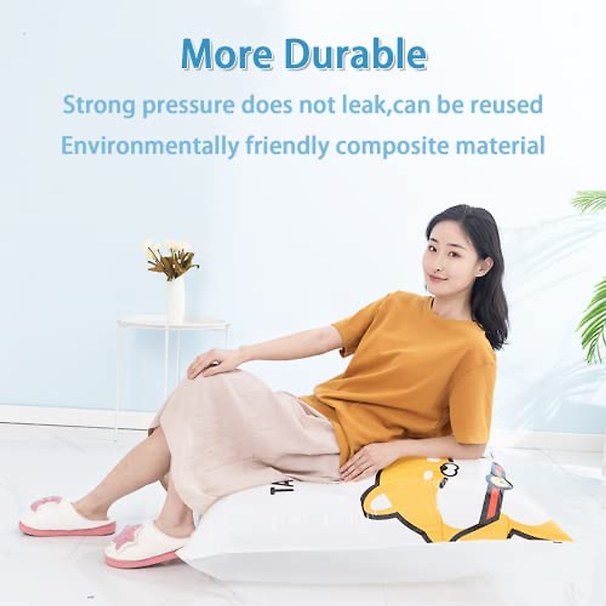 Cartoon dog-shaped vacuum compression bag, storage bag, strong and durable, release 80% of storage space, suitable for travel, moving, family storage use. (Large)