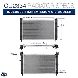 Spectra Premium CU2334 Radiator With TOC, Without EOC -28-1/4" Core Compatible With Chevrolet Silverado, GMC and Cadillac