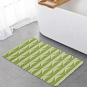 Prironde Front Door Mats Outdoor Indoor Kitchen Mat, Mid Century Abstract Geometry Green Pattern Entrance Doormat Non-Slip Bathroom Rugs Washable Floor Mats for Sink/Porch, 18" x 30"