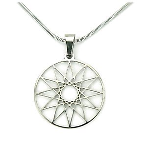ANGIEHAIE Necklace, 20" Snake Chain with 12 Point Star Charm Pendant Hellenic Greek Magic Twelve Symbol, Pure 304 Stainless Steel
