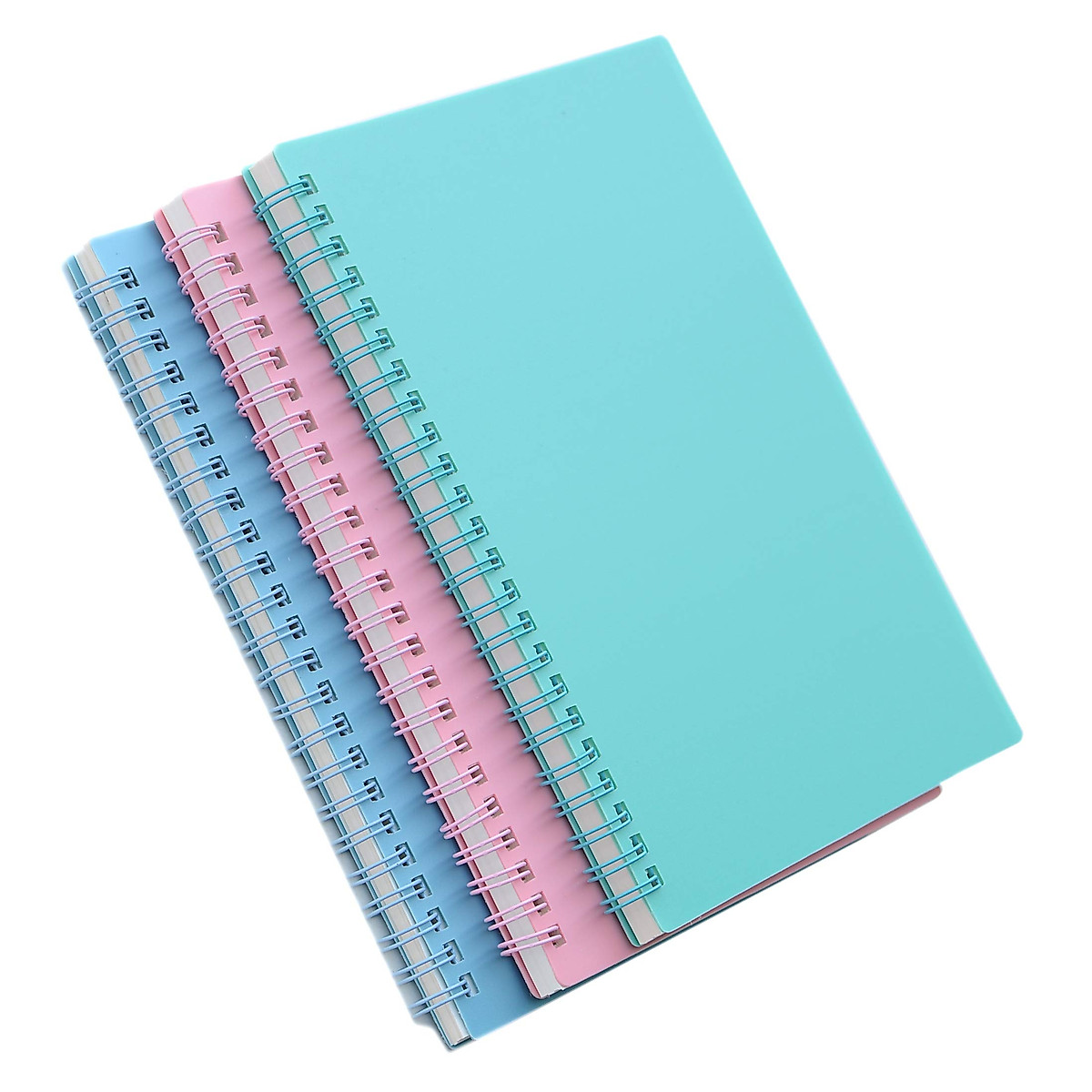 Spiral Notebook, 3 Pcs A5 Thick Plastic Hardcover 8mm Ruled 3 Color 80 Sheets -160 Pages Journals for Study and Notes (Light Pink,Light Green,Light Blue, A5 5.7" x 8.3"-Ruled)