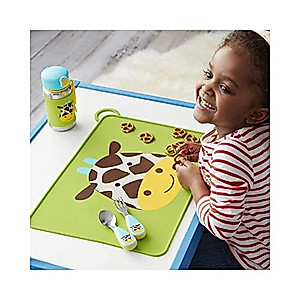 Skip Hop Toddler Sippy Cup with Straw, Zoo Stainless Steel Straw Bottle, Giraffe