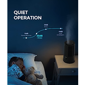 Clieap™ Humidifiers for Bedroom, 4L Air Humidifiers for Large Room, Ultrasonic Cool Mist Humidifiers for Baby, 30H Work Time, Auto Shut-Off (Black)