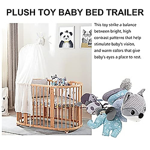 Kisangel 3pcs Cot Mobile Toy Plaything Around Cognitive Pendant Bar Pram Infants Fox Hanging Plush Color Car Toys Musical Baby Interactive Activity Grey Crib with Rattles for Animal