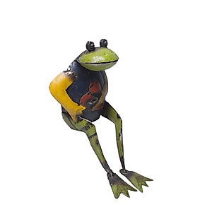 De Kulture Handcrafted Recycled Iron Seated Frog with Heart Decorative Collectible Figurine Showpiece Beautify Home Office Garden Décor | Ideal for Christmas Tree Easter Halloween Party Decoration