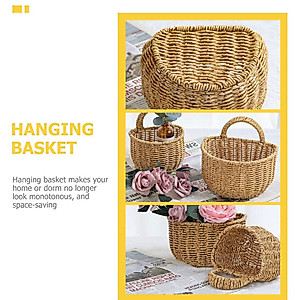 BESTOYARD 2pcs Woven Storage Basket shelf basket sundries storage basket rattan wall outdoor pots hanging rattan basket baskets jute small storage basket wall flower basket bread flowers pp