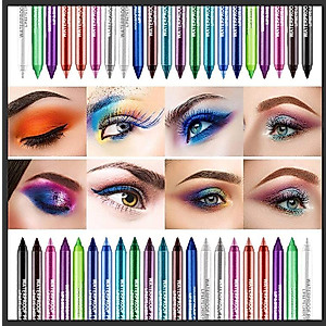 RDGWFB 21 Colors Eyeliner Pen Set, Eyeliner Pencil Set, Waterproof Colorful Eyeliner Kit Long Lasting Eyeshadow Pencil Eye&Lip Liner Professional Eye Makeup Set Pearl Eye Liner for Women
