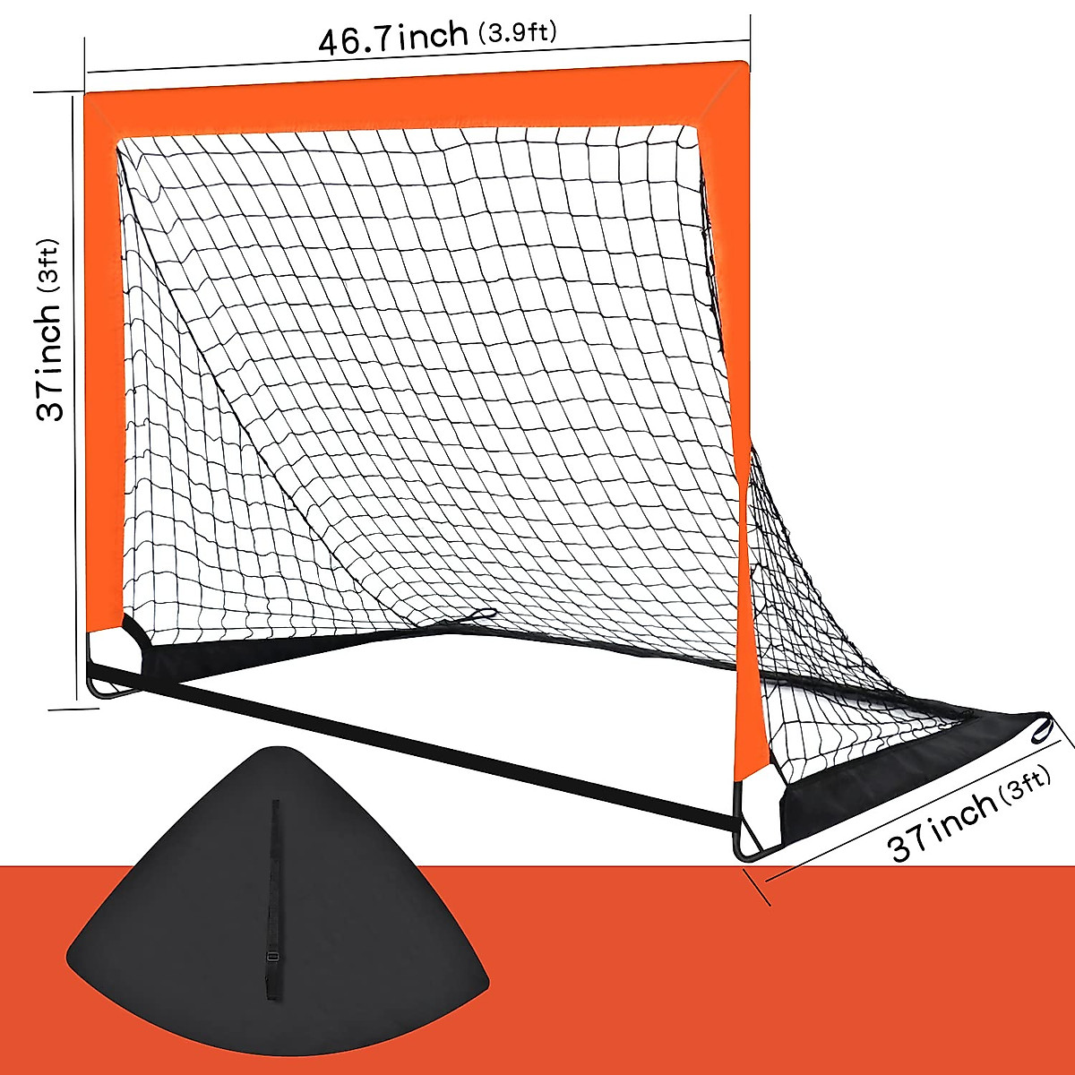 Theresduet 2 Pack 4’ x 3’ Size Portable Kid Soccer Goals for Backyard, Indoor and Outdoor Pop Up Soccer Goals, Orange, Theresduet
