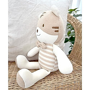 Super Soft Organic Cotton Baby First Friend, Attachment Doll for Baby, Pillow Buddy, Plush Animal Toys, Stuffed Animal Tiger, Honey Baby Tiger