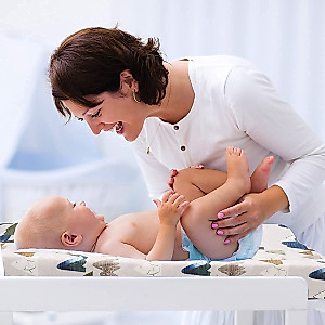 Boy Crib Sheet and Changing Pad Cover, Mountain Nursery Bedding, Mountain Sheets for Baby Toddler Mattress