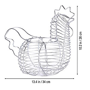 Zerodeko Metal Wire Egg Basket Chicken Shaped Wire Gathering Basket Country Style Chicken Egg Storage Basket for Collecting Carrying Eggs Silver
