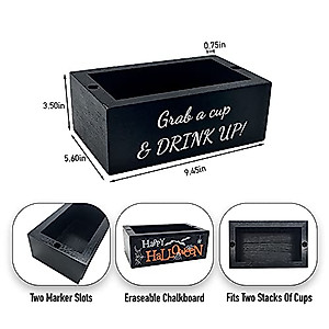 Elvonis Black Double Solo Cup Holder with Marker Slot - “Mark Your Cup and Drink Up” Cup Organizer and Dispenser with Erasable Chalkboard.