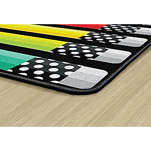 Flagship Carpets Schoolgirl Style Stylish Black & White Brights Pencil Classroom Area Rug for Indoor Classroom Learning or Kid Bedroom Educational Play Mat, 7'6" x 12', Multi