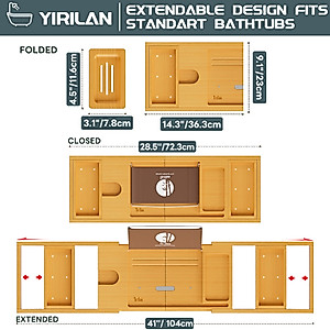 Yirilan Luxury Bathtub Tray Caddy - Expandable Bath Tray - Unique House Warming Gifts, New Home, Anniversary & Wedding Gifts for Couple, Bridal Shower Gift for Women