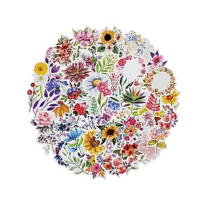 Mr. Pen- Floral Stickers Laptop, 74 pcs, Stickers for Water Bottles, Flower Stickers, Cute Stickers, Stickers for Teens, Stickers Aesthetic, Laptop Stickers, Waterproof Stickers