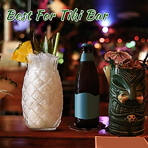 Zubebe Set of 8 Tiki Pineapple Glasses 17 oz Retro Relief Pineapple Cups Clear Pineapple Drinking Cup for Wine Cocktail Drink Martini Whiskey Juice Outdoor Pool Party Picnics