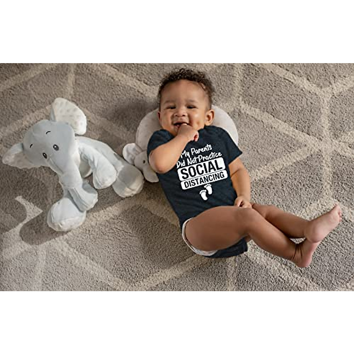 Unordinary Toddler my parents did not practice social distancing newborn baby funny quarantine announcements bodysuit (Charcoal Black, 3-6 Months)