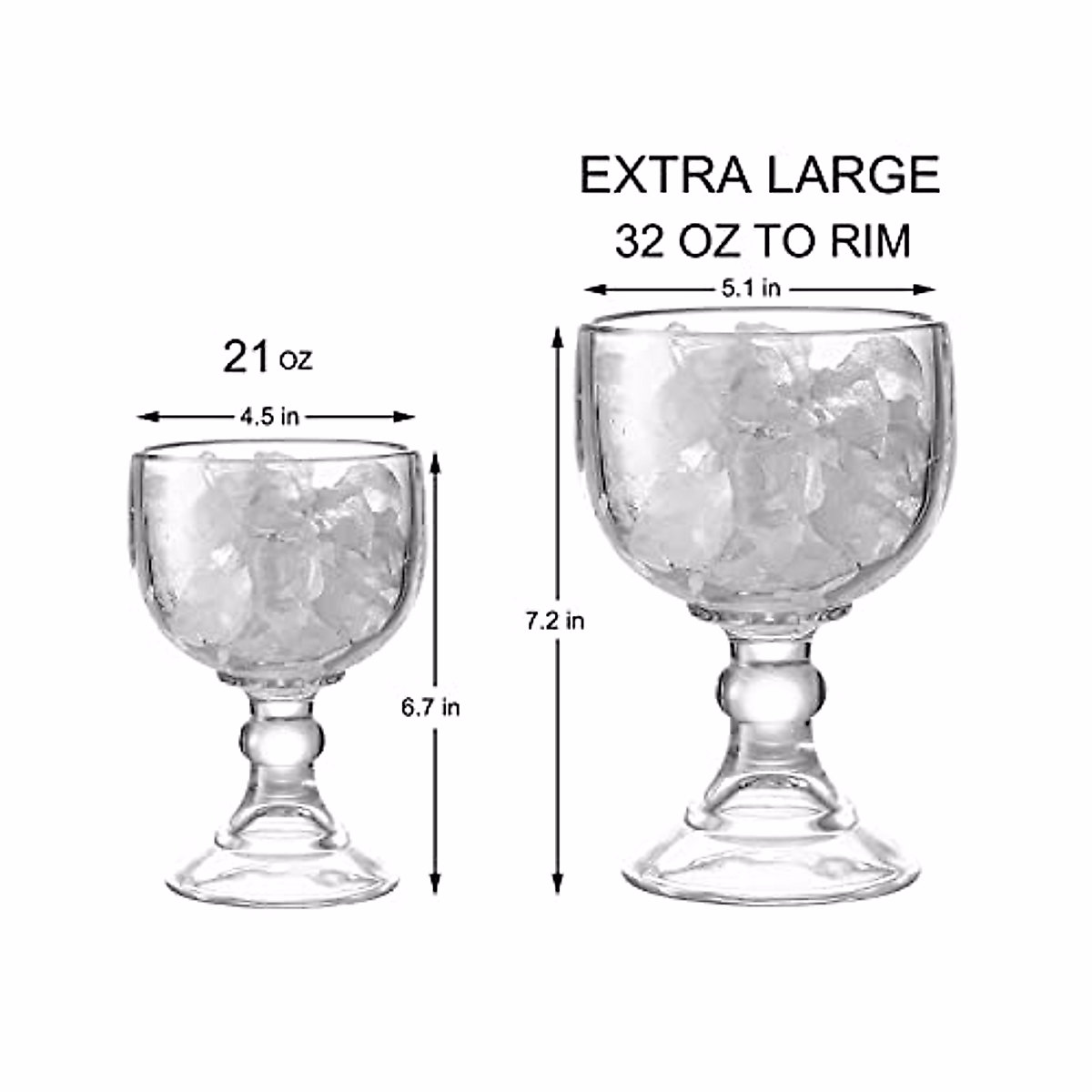 Extra Large 30oz Margarita Schooner Beer Glasses Set of 2, Large Shrimp Cocktail Glasses Goblet, Large Stemmed Glasses With Thick Bottom for Coronaritas, Margaritas,Cocktails