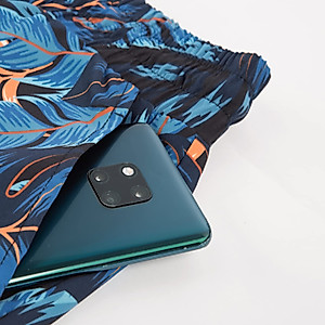 PJ PAUL JONES Men's Fashion Hawaiian Shirt and Short Sets 2 Piece Outfits Short Sleeve Floral Print Beach Set Blue L