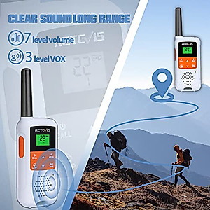 Retevis RT49B Walkie Talkies Rechargeable, Portable FRS Two-Way Radios, Mini Walkie Talkie Long Range, NOAA, Easy to Use Walkie Talkies for Adults, 2 Way Radio White 2 Pack Camping