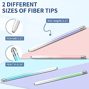Stylus Pens for Touch Screens, 4PCS Stylus Pen for iPad with Precision Double Fiber Tips, Compatible with Apple iPad/iPhone/Android/Tablets and Other Capacitive Touch Screens