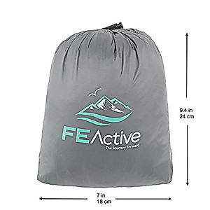 FE Active Rain Fly Canopy Tent - X Large Tarp 12' x 9' with 380T Ripstop 5000mm Waterproof Coating for Rain & Wind Protection Tarp Cover for Camping Hammock & Tent Areas | Designed in California, USA