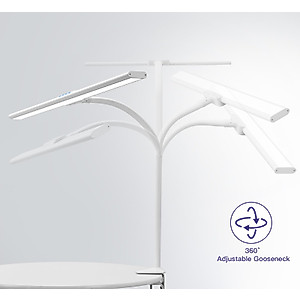 24W Gooseneck Clamp Light for Home Office, 4 Color Modes Dimmable Table Lamp and Stepless Dimming, Modern Architect Desk Lamp for Studio Reading Home Study (Color : White)
