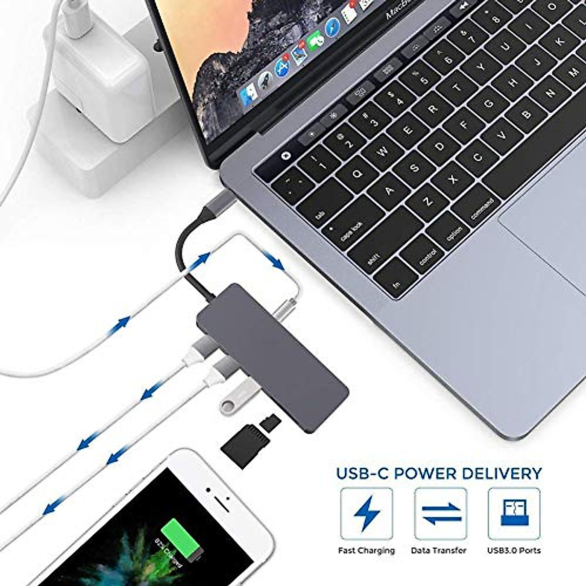 XUNMAIFHB Portable Docking Station,Type c Docking Station USB c hub to HDMI Charging USB Phone OTG Converter USB2.0, USB3.0, 4K HDMI, SD/TF, PD Charging Fast Transmission