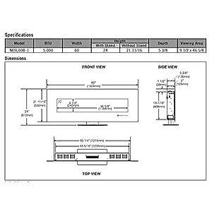 Napoleon Amano 60 - NEFL60B-1 - Wall Hanging Electric Fireplace, 60-in, Black, Glass Front, Crystal Cube Ember Bed, Rocks & Pebbles, Adjustable Flame Colors, Remote Included