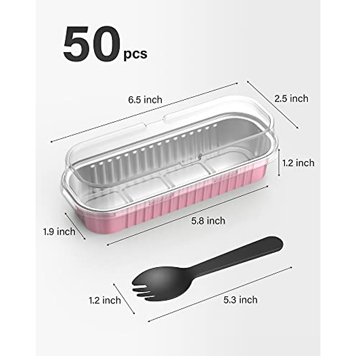 Kootek Mini Loaf Pans with Lids, 50 Pack Disposable Rectangle Mini Aluminum Foil Cake Pans Tins for Baking Mini Loaf Brownie Bread Cake Ramekins