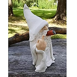 Tirifer Garden Gnome, Wizard Gnome 3D Dwarves, Polyresin Outdoor Sculpture Middle Finger Gnome Statue Garden Figurine Art Garden Decoration for Lawn Yard Balcony Porch Patio