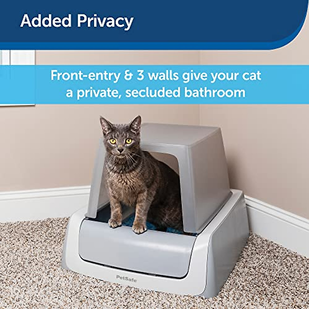ScoopFree Self-Cleaning Litter Box Privacy Hood - Works with ScoopFree 2nd Generation and Smart Litter Boxes, Grey