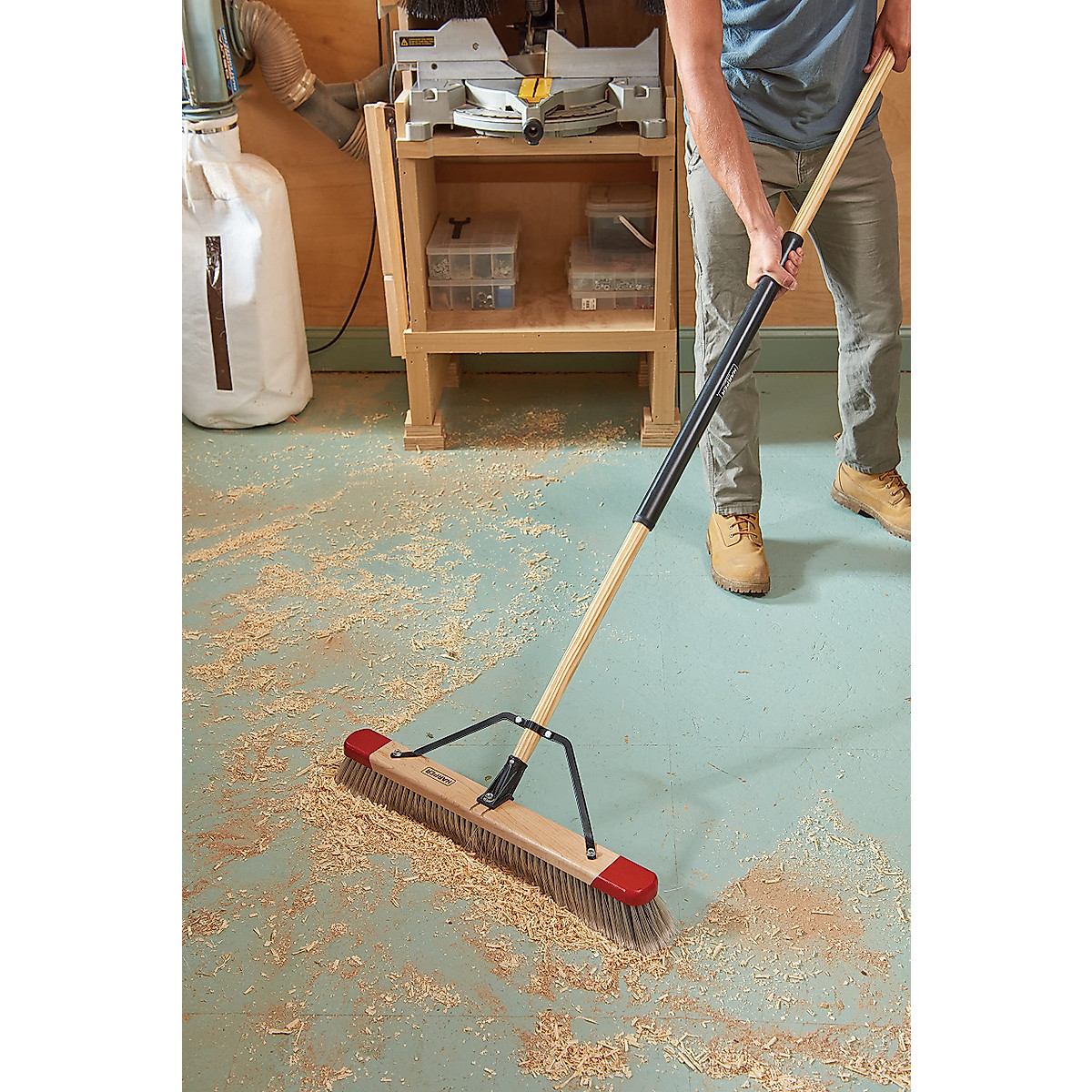 Harper 20201014 24 in. Premium Indoor Smooth-Surface Push Broom with Flagged Bristles, Gray