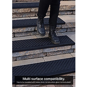 FINEHOUS Rubber Stair Treads Non-Slip Outdoor 48"x10" (4-Pack) – Anti-Slip Step Mat with Nosing