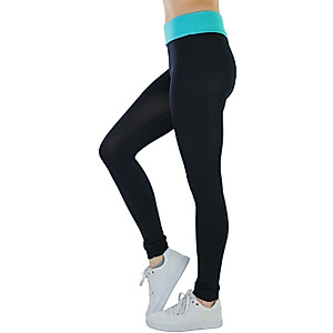 ToBeInStyle Women's Fold Over Yoga Leggings - Mint-Black - One Size