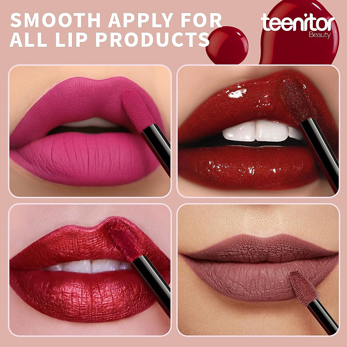 Teenitor 200 Pcs Mascara Wands, Lip Applicators Disposable Disposable Mascara Wands and Lip Wands Lip gloss Lipstick Tester Disposable Makeup Applicators Mascara Wands Hot Red