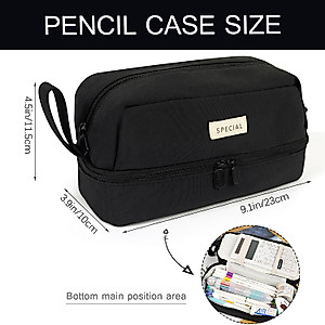 MAMUNU Pencil Case Large Capacity, Pencil Case Aesthetic, Pencil Case Pen Pouch with Zipper Compartments Portable Handle, Pencil Pouch for School Office College Teen Girls Boys Adults Students