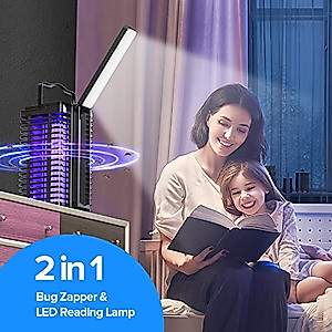 Bug Zapper Indoor, Mosquito Zapper Outdoor Electric, Solar Mosquito Trap Cordless & Rechargeable, Mosquito Zapper with Reading Lamp, 4200V 2 in 1 Mosquito Killer