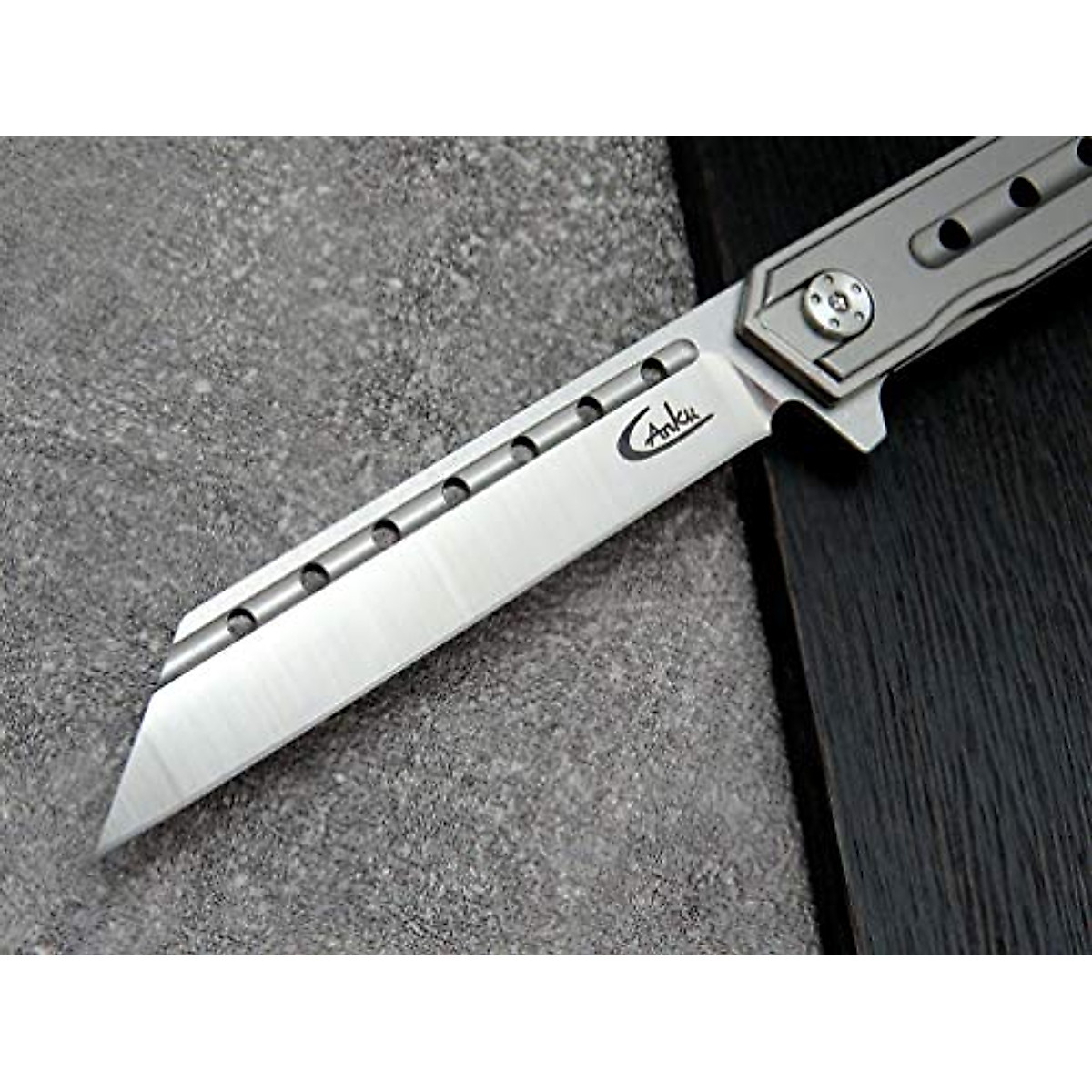 Ccanku C225 Folding Knives D2 Steel Blade TC4 Titanium Alloy Handle Knife Camping Outdoor EDC Tool Folding Knives (Gray)