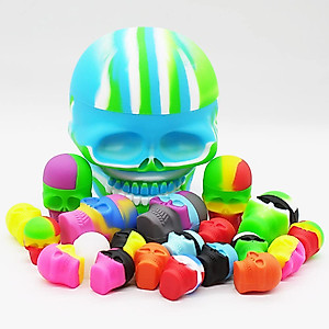 vitakiwi 500ml Wax Large Silicone Containers with 15ml 3ml Skull Non-stick Jars Set (21pcs)