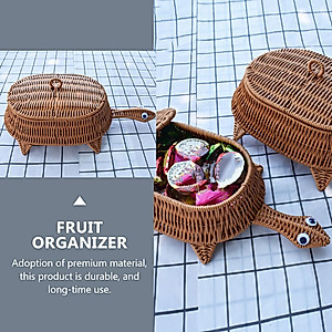 BESTOYARD Turtle Rattan Basket Pantry Wicker Basket Makeup Basket Handmade Rattan Baskets Rattan Woven Basket Toy Container Trinket Tray Chips Imitation Rattan Plastic Rattan Candy Plate