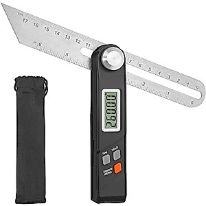 XUNTOP Sliding T Bevel Gauge with Stainless Steel Blade 360°Digital Protractor Portable Angle Finder with LCD Display for Woodworking, DIY