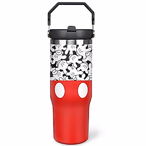 thmasamwr Cute Mouse Tumbler with Lid and Straw, Stainless Steel 30oz Tumbler with Handle, Cartoon Mouse Gifts Coffee Mug Water Bottle Cups for Women and Girls