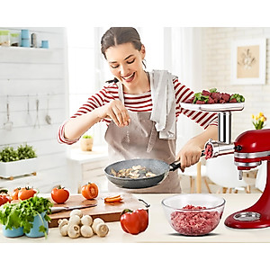 KINGEAGLE Food Grinder Attachment for KitchenAid Mixers,Stainless Steel Dishwasher Safe Meat Mincer Accessories Set Included 3 Sausage Stuffer Tubes