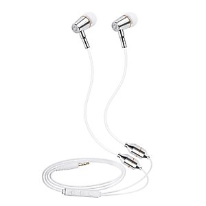 ibrain Air Tube Headphones Air Tube Earbuds with Patented Technology Airtube Headset with Microphone & Volume Control Airtube Headphones for a Safe and Healthy Listening (White)