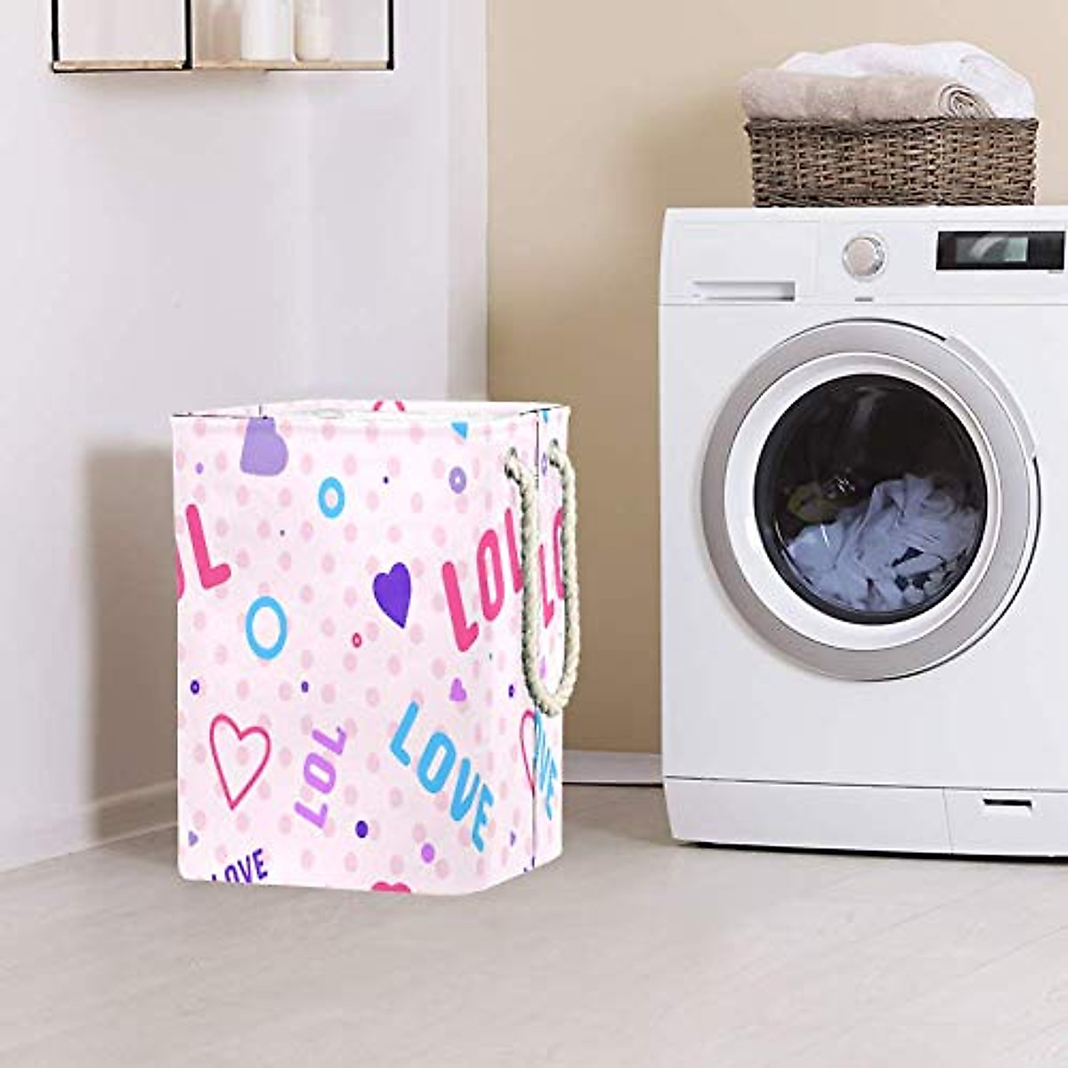 TIZORAX LOL Doll Surprise Style Laundry Hamper Baskets Waterproof Dirty Clothes Sorter Foldable Soft Handle Colourful for Home Detachable Brackets